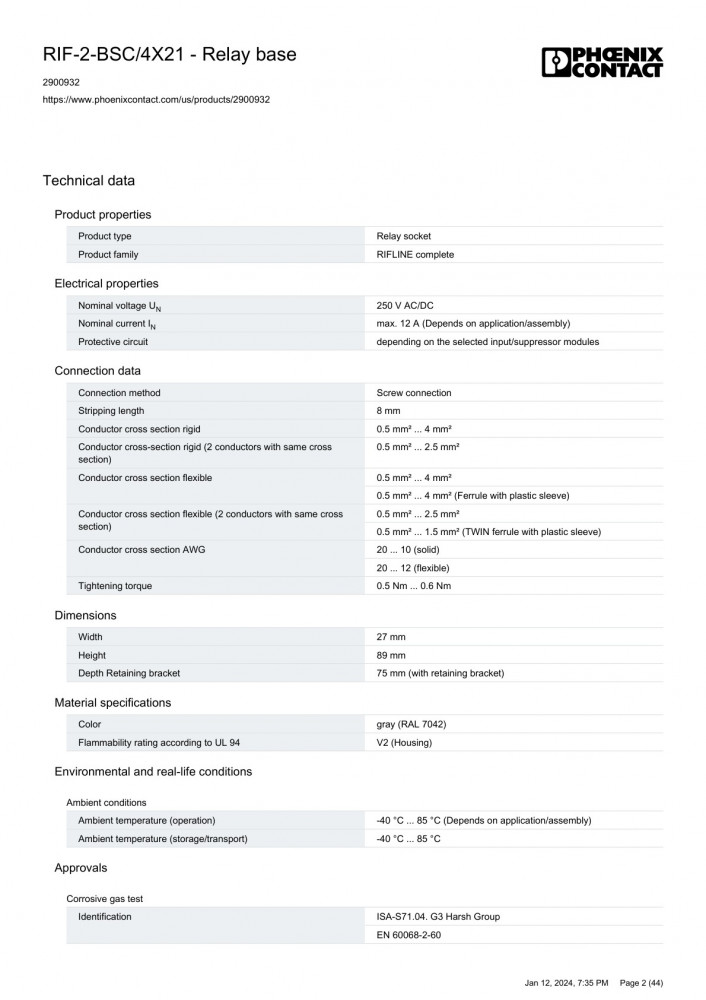 Phoenix Contact 2900932 technical document page 2