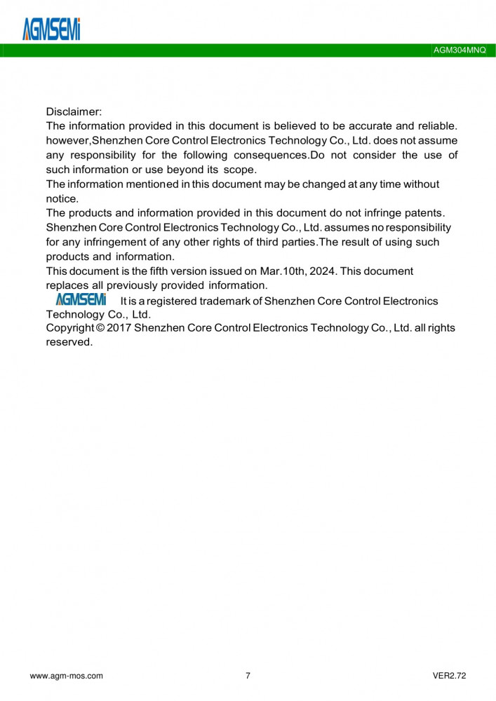 AGM304MNQ technical document page 7