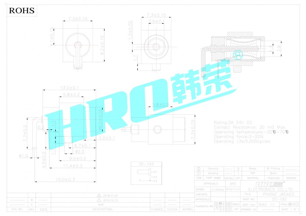 Korean Hroparts Elec DC-193 technical drawing page