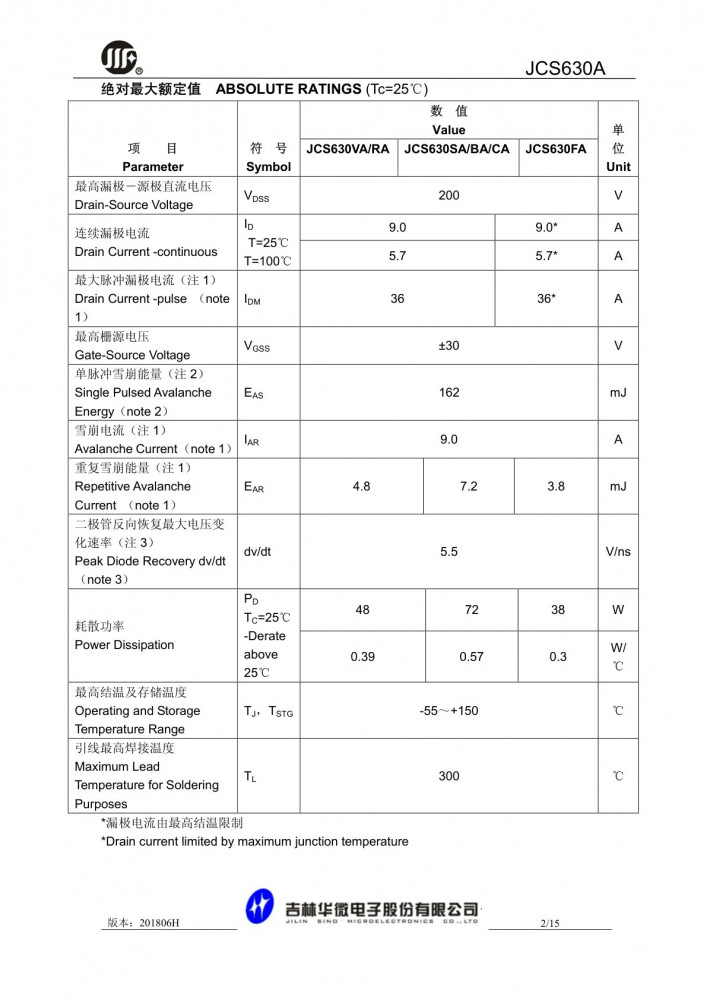 JCS630CA datasheet page 2