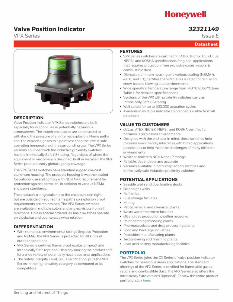VPX Series datasheet page 1