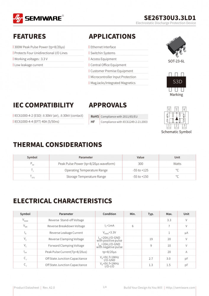 SE26T30U3.3LD1 technical document page 1