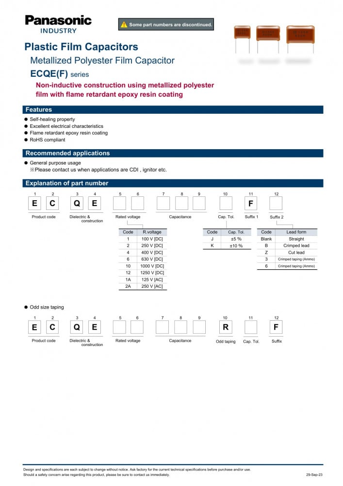 ECQE(F) datasheet page 1