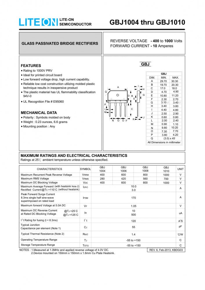 S-GBJ1006F datasheet page 1