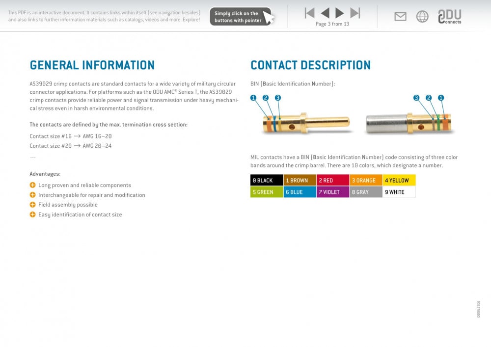 ODU crimp contacts specification page 3