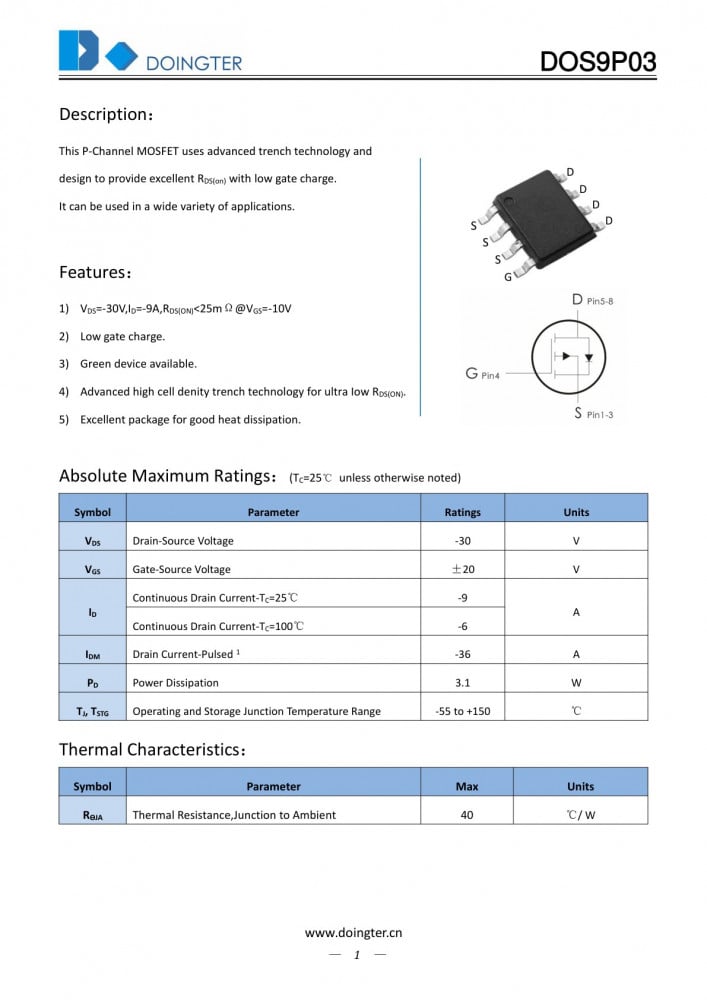 DOS9P03 datasheet page 1