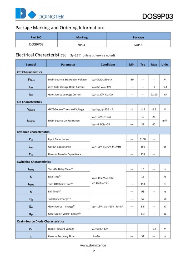 DOS9P03 datasheet page 2