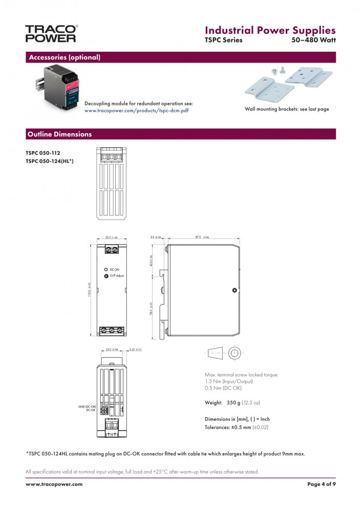 TRACO POWER TSPC series document page 4