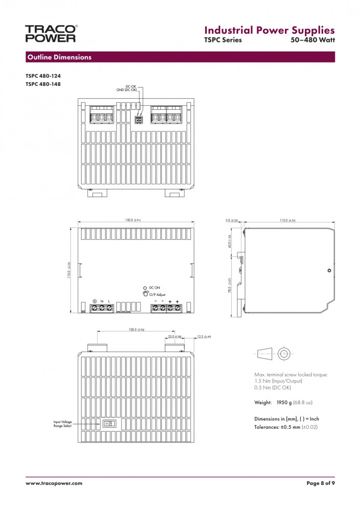 TRACO POWER TSPC series document page 8