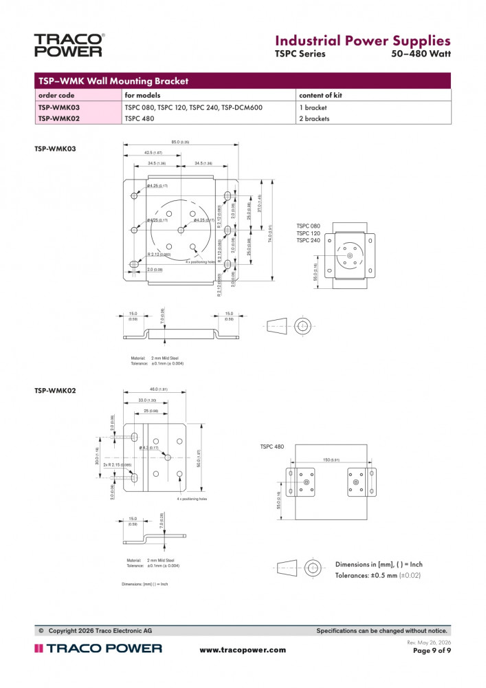 TRACO POWER TSPC series document page 9