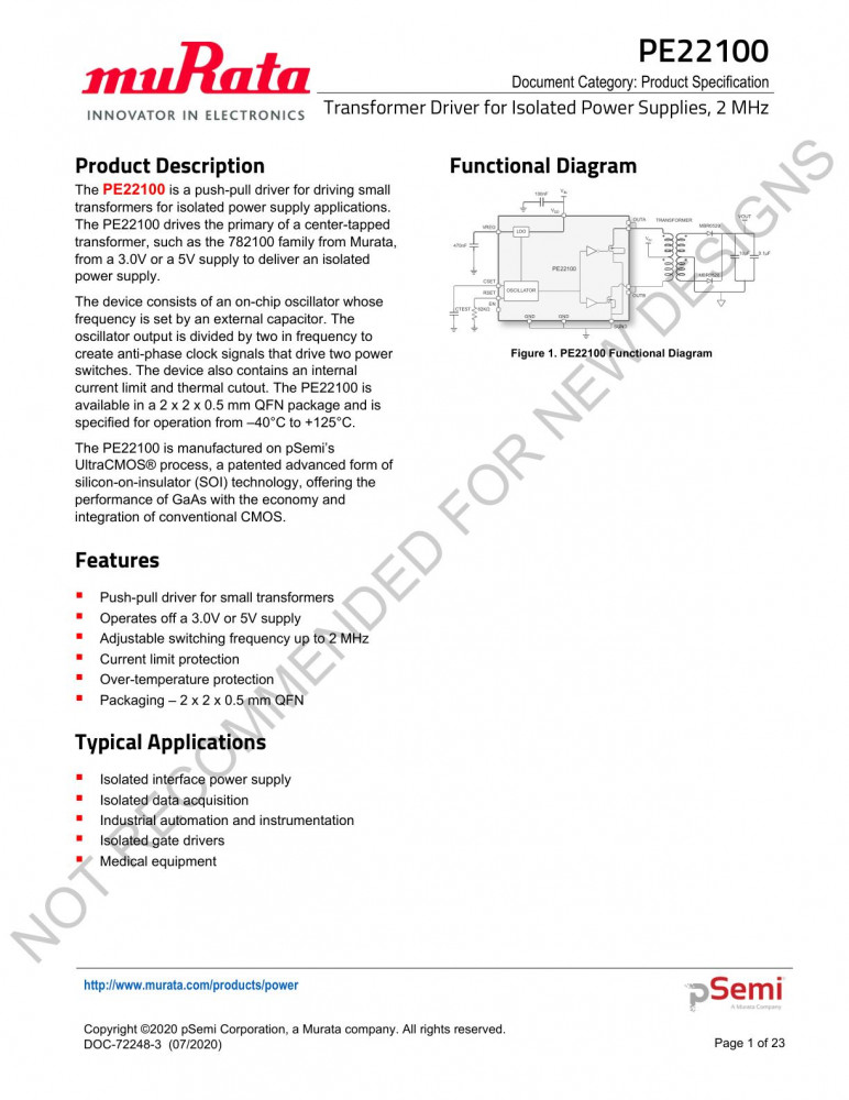 PE22100A-X datasheet page 1