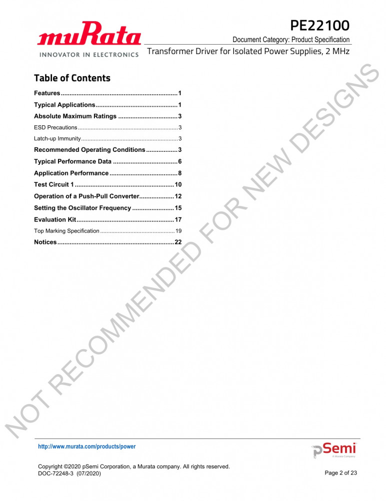 PE22100A-X datasheet page 2