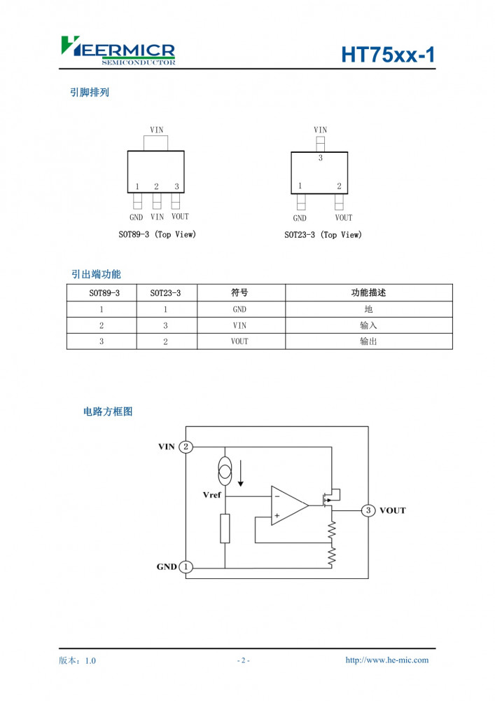HT7530-1 datasheet page 2