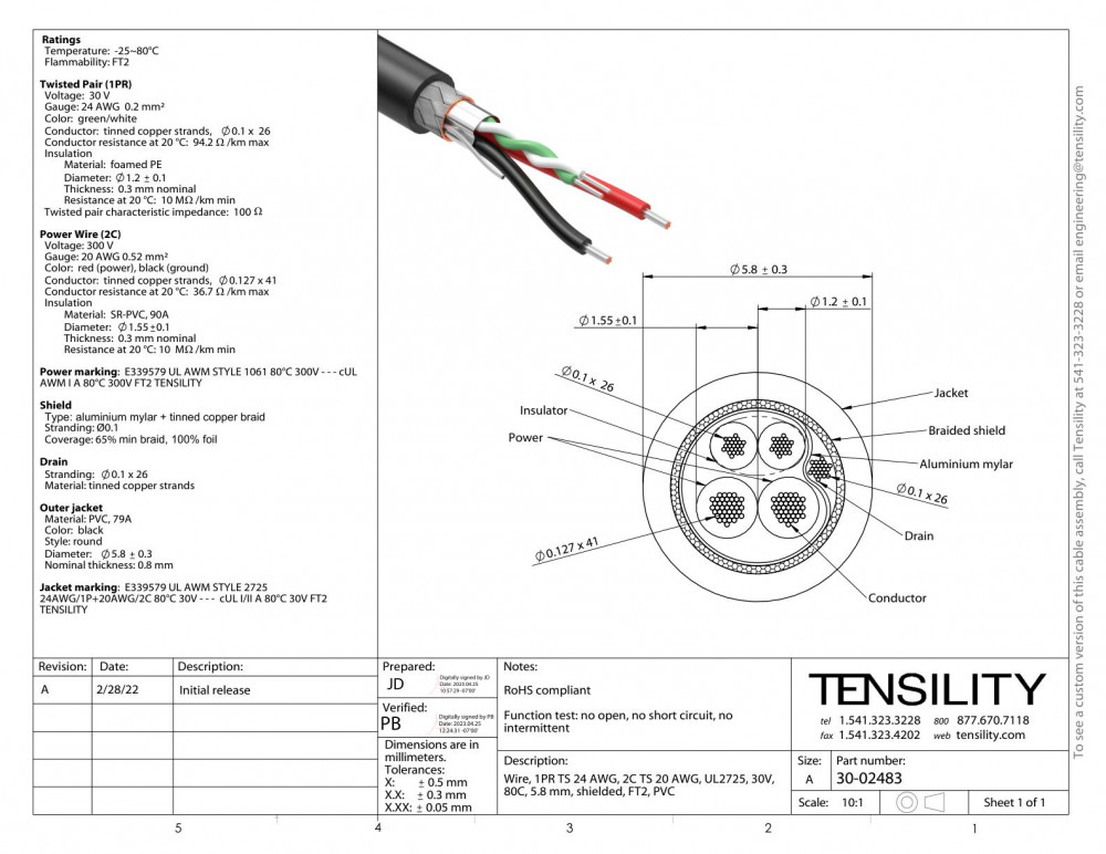 Tensility International 30-02483 cable drawing
