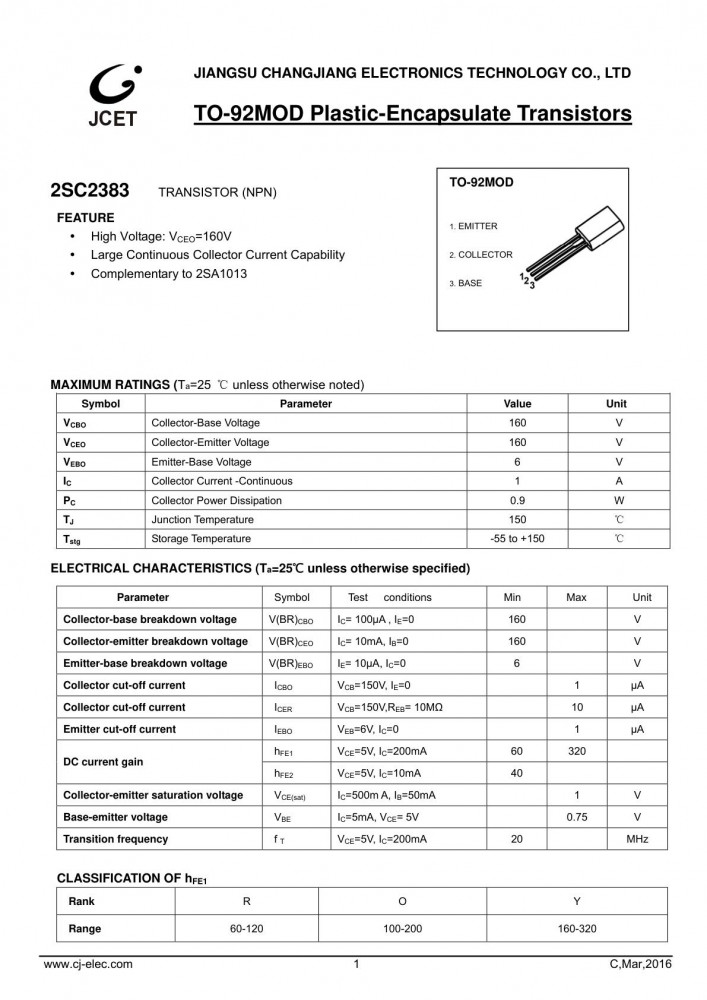 2SC2383 datasheet page 1
