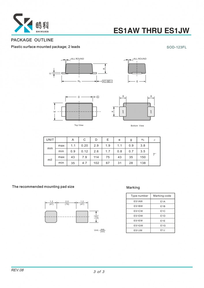 ES1JW datasheet page 3