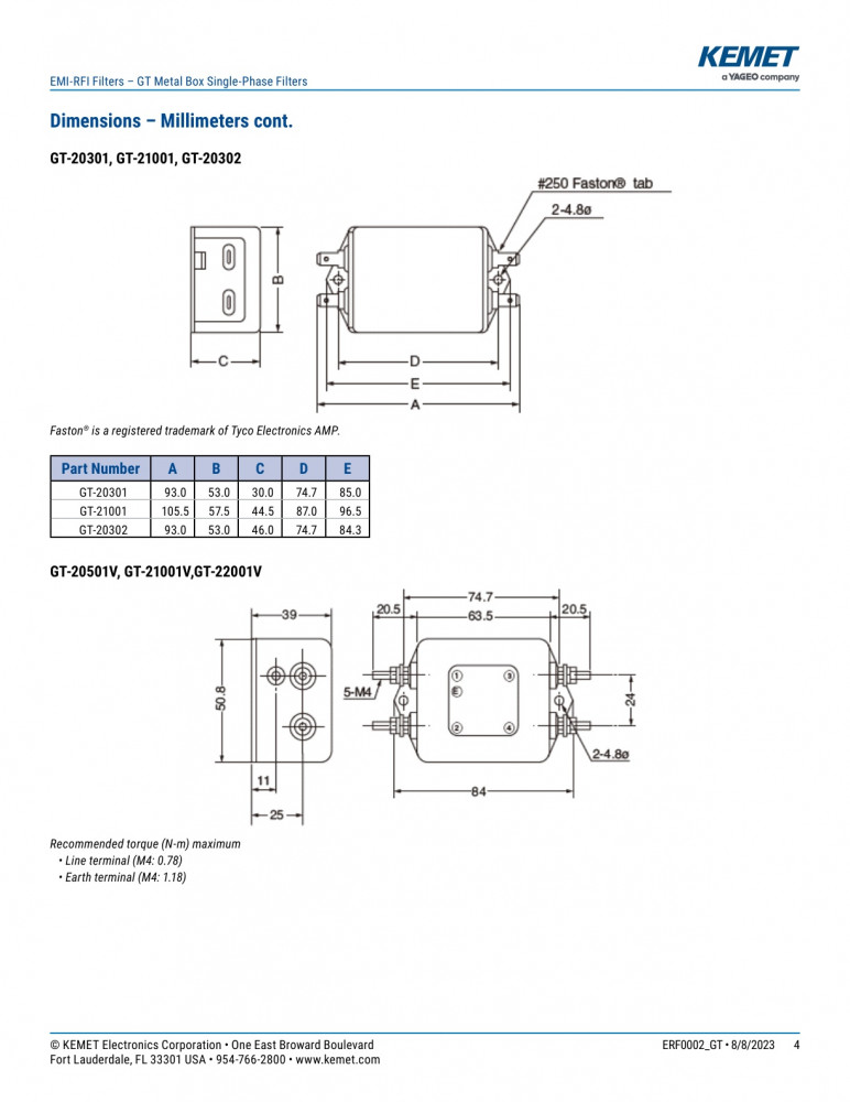 KEMET GT filter datasheet page 4