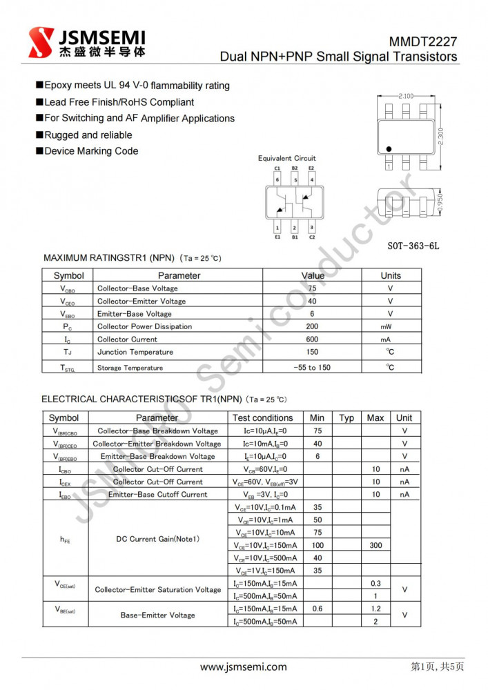 MMDT2227-JSM datasheet page 1