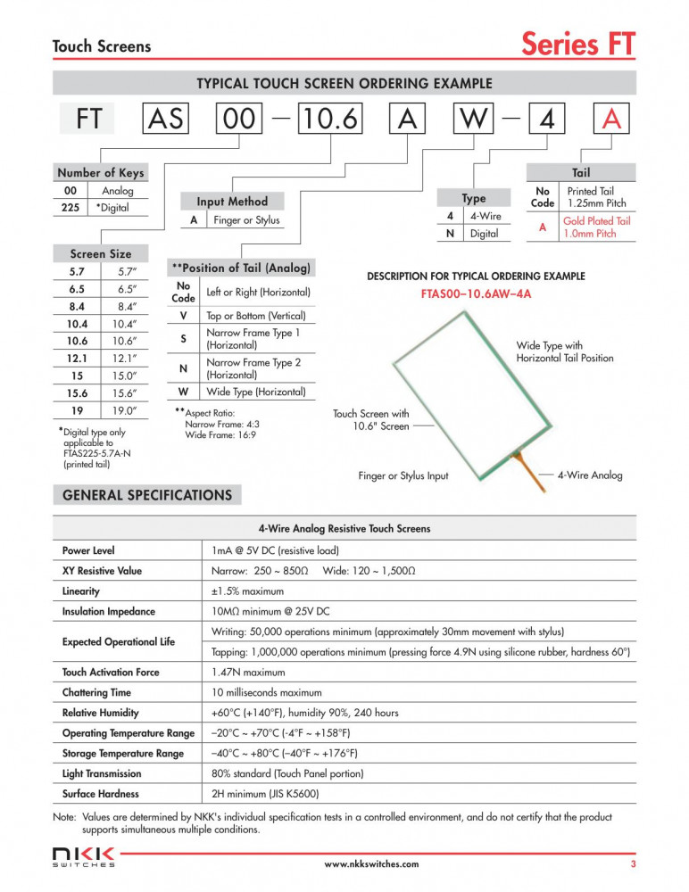 FT Series touch panel document page 3