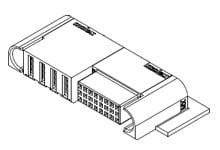 EXTreme Ten60Power Right-Angle Receptacle with Side Guides, 24 Signal Circuits, 6 Power Circuits