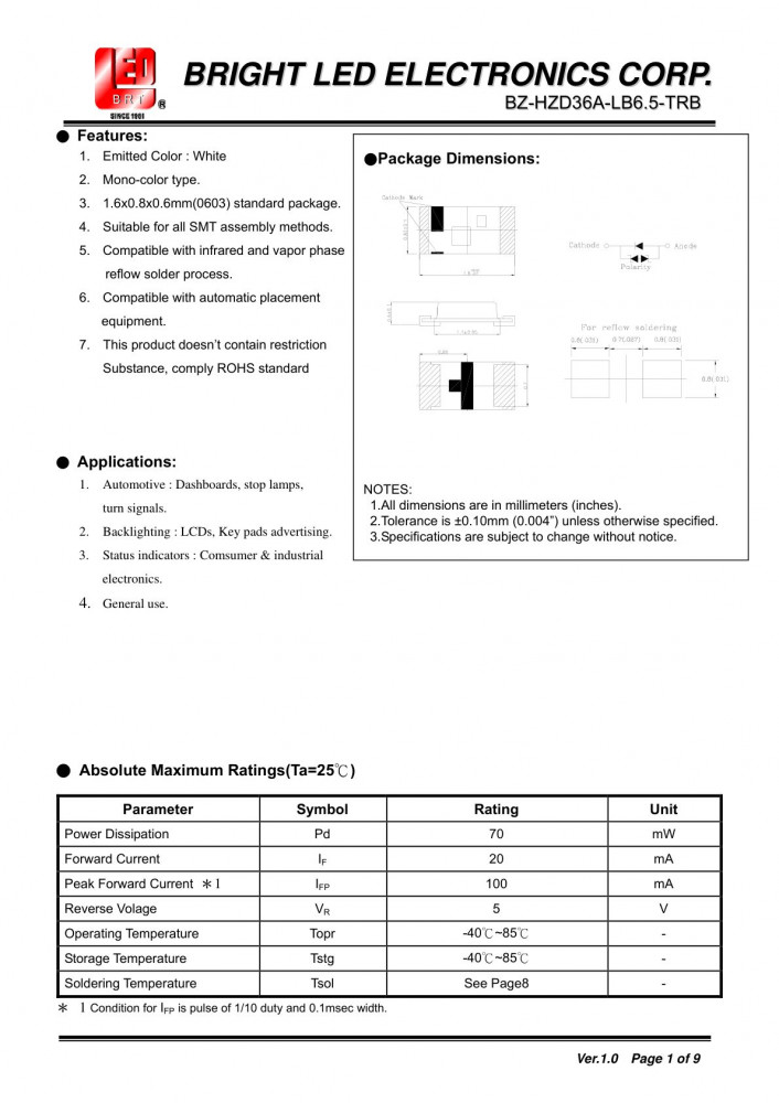 BZ-HZD36A-LB6.5-TRB datasheet page 2