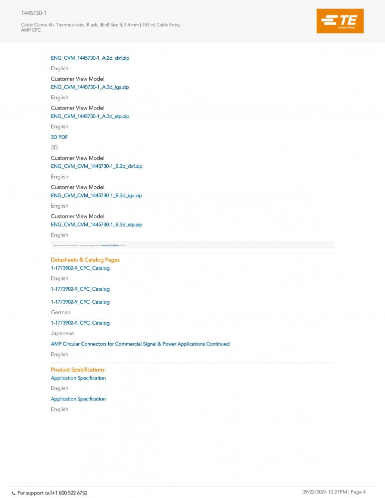 TE Connectivity 1445730-1 technical document page 4