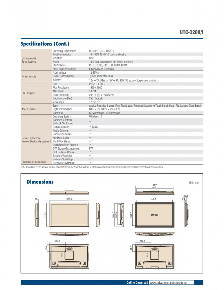 UTC-320I product document page 2