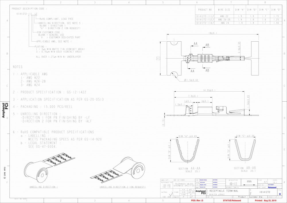 Amphenol 10141272-111LF technical drawing