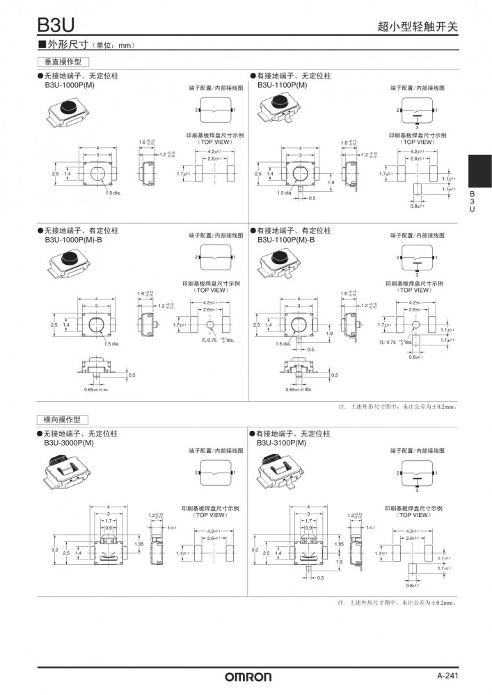 OMRON B3U series technical document page 2