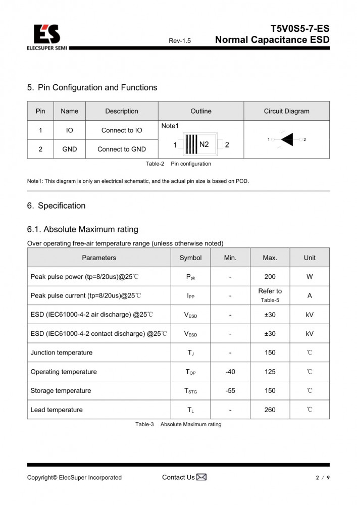 T5V0S5-7-ES datasheet page 2