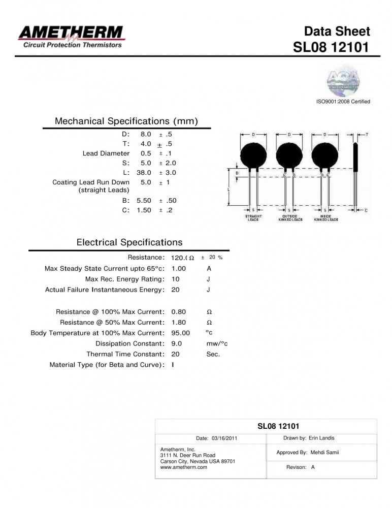 Ametherm SL08 12101 datasheet page