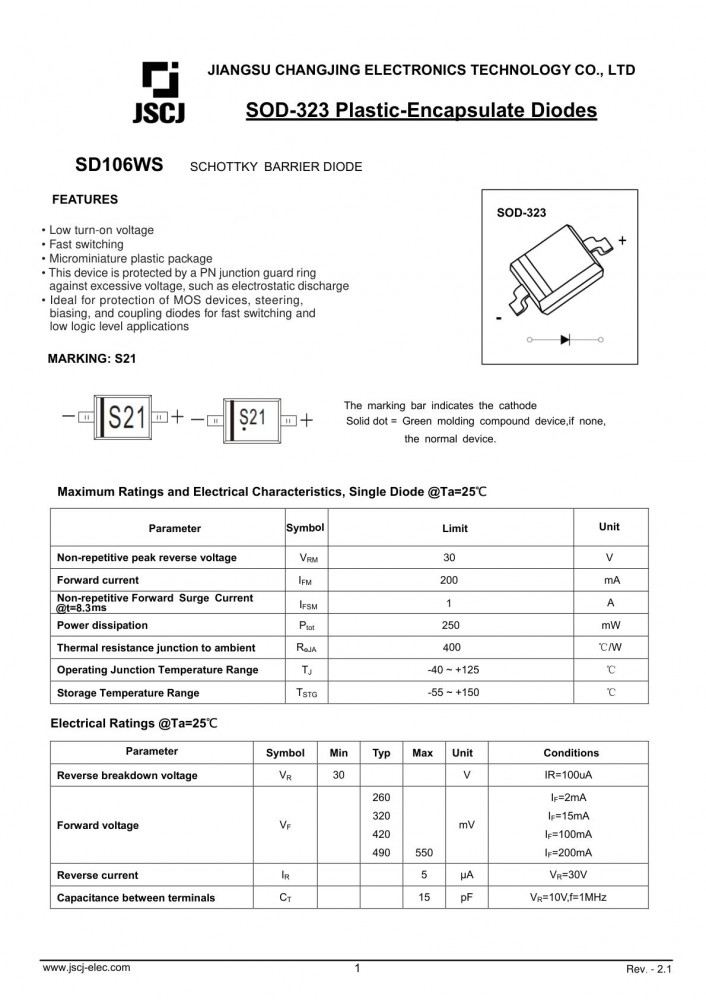 SD106WS datasheet page 1