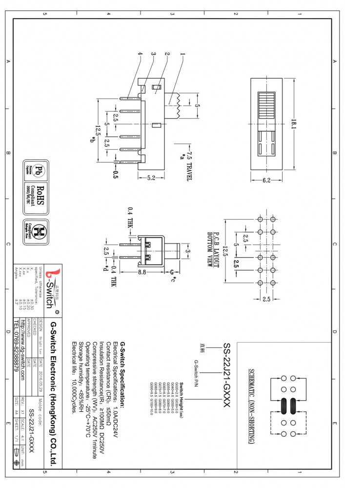 G-Switch SS-22J21 drawing reference
