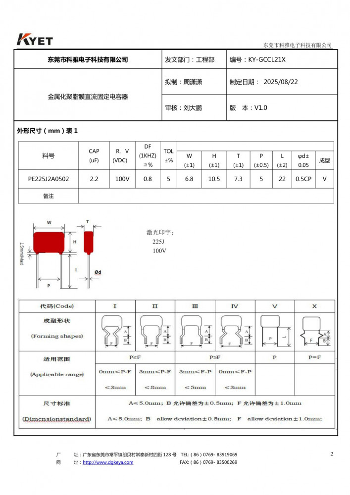 PE225J2A0502 specification page 2