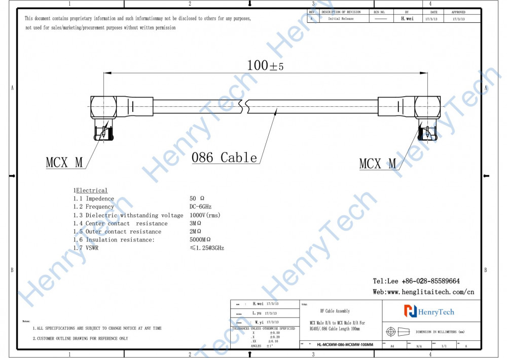 HL-MCXMW-086-MCXMW-100mm technical document
