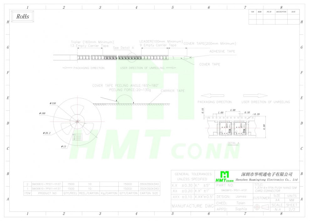 HMTCONN SIM3061C-7P511-H137 technical drawing sheet 2