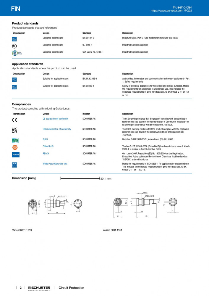 SCHURTER 0031.1351 datasheet page 2