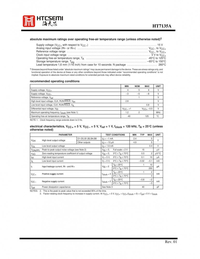 HT7135ANZ datasheet page 3