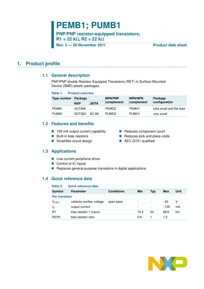 PUMB1 data sheet page 2