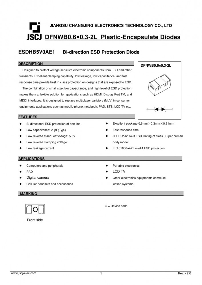 ESDHB5V0AE1 datasheet page 1