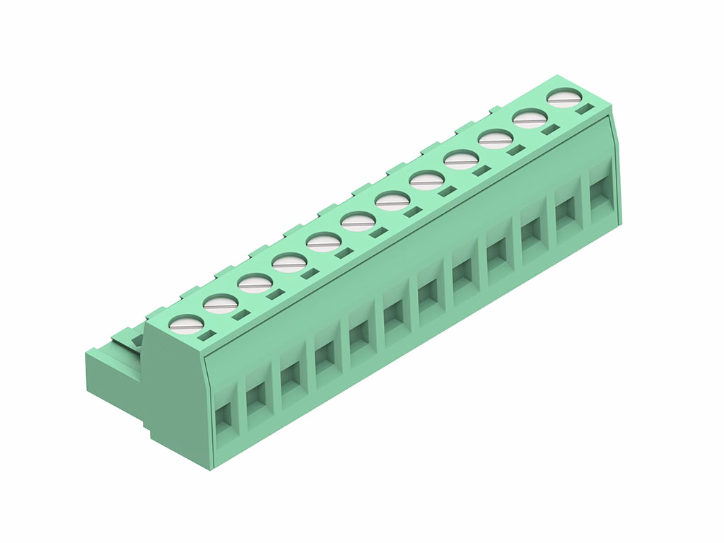 5.08mm Pitch Eurostyle Horizontal Plug, Green Housing, 16 Circuits