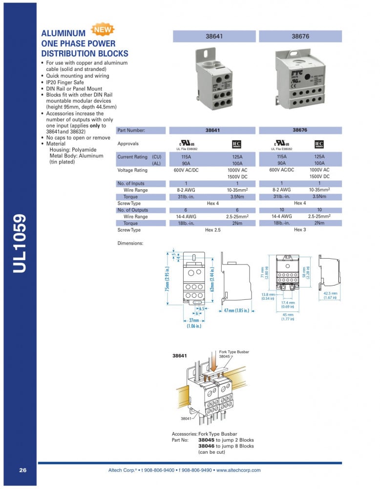 Altech power distribution blocks document page 1
