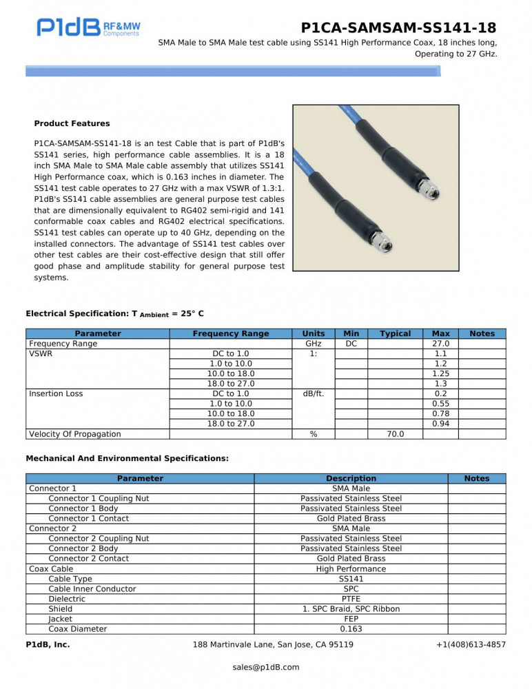P1CA-SAMSAM-SS141-18 technical document page 1
