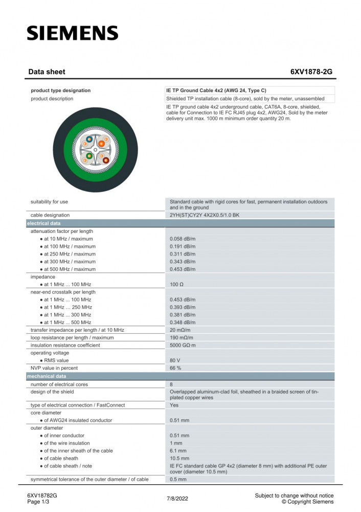 6XV18782G technical document page 1