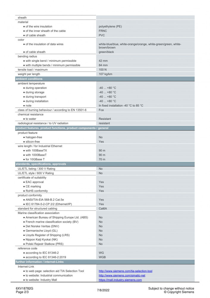 6XV18782G technical document page 2