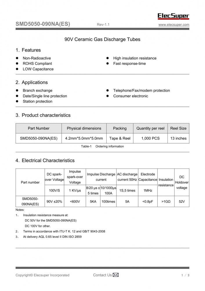 SMD5050-090NA(ES) datasheet page 1