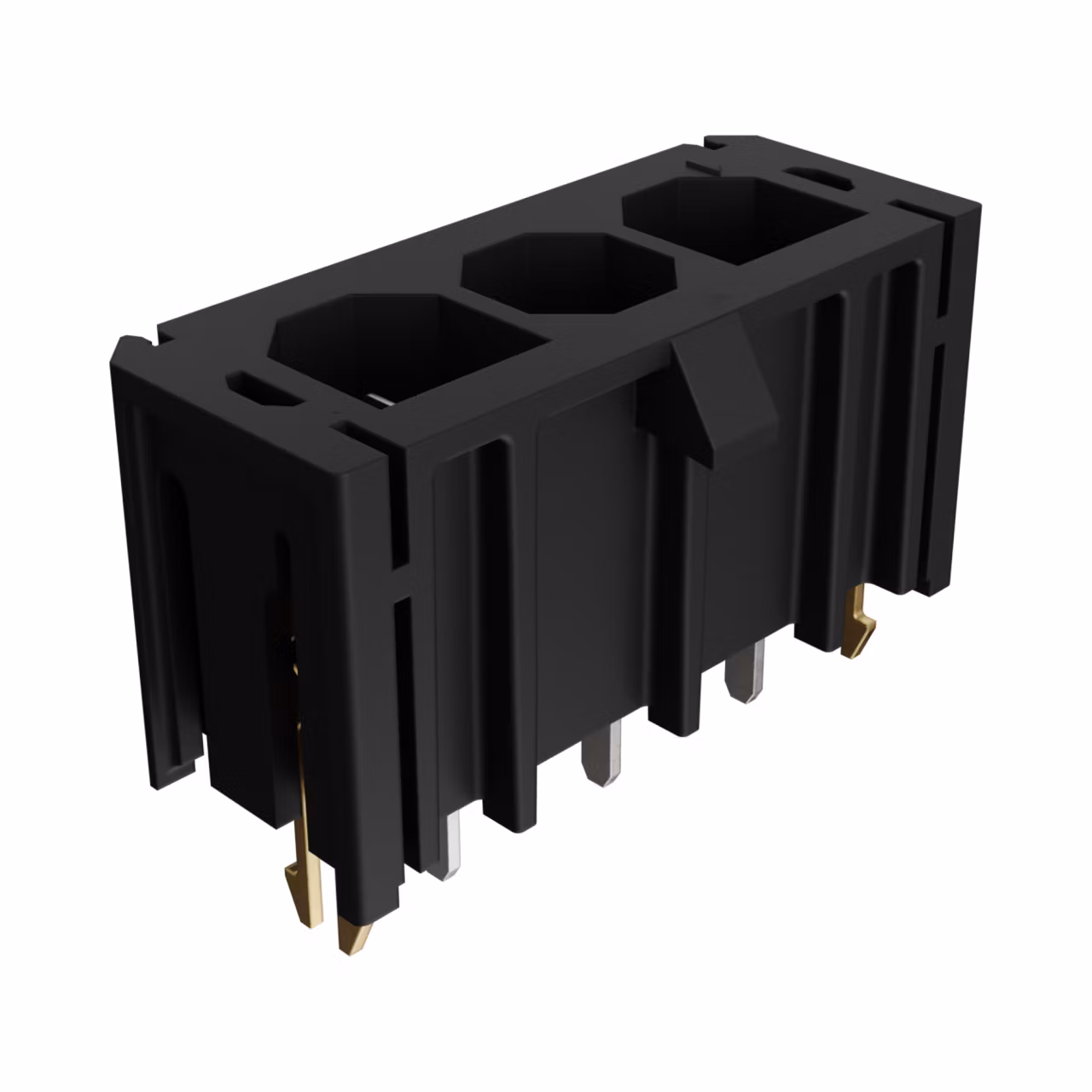 Sabre Right-Angle Header, 7.50mm Pitch, 3 Circuits, Glow-Wire Capable, 5.33mm Tail Length. for 2.40mm PCB, with Board Lock, Complies with the UL1977 finger proof access requirement