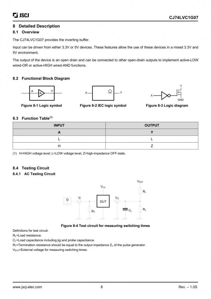 CJ74LVC1G07S5N datasheet page 8