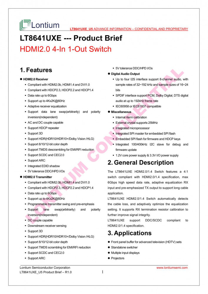 LT8641UXE product documentation page 1