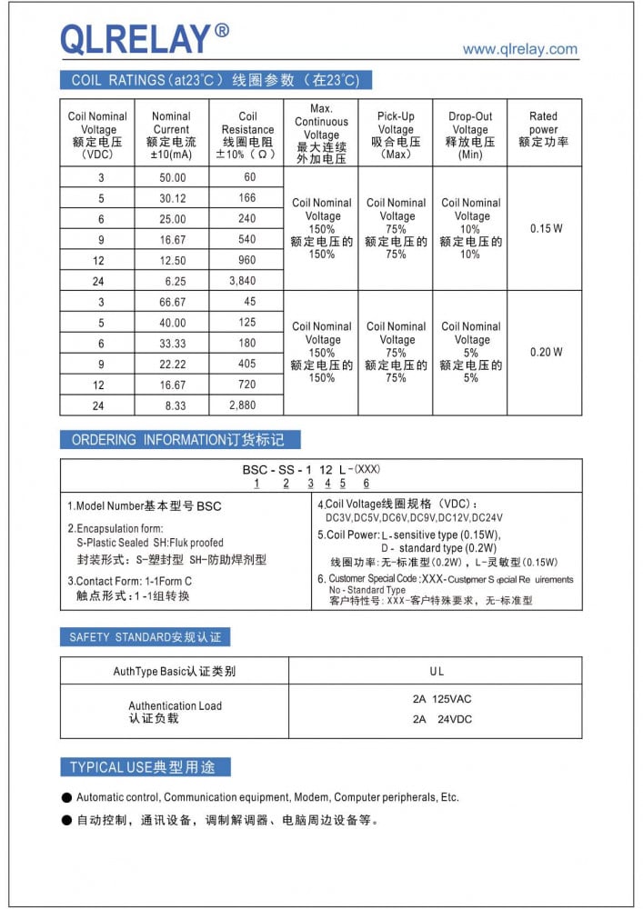 BSC signal relay datasheet page 2